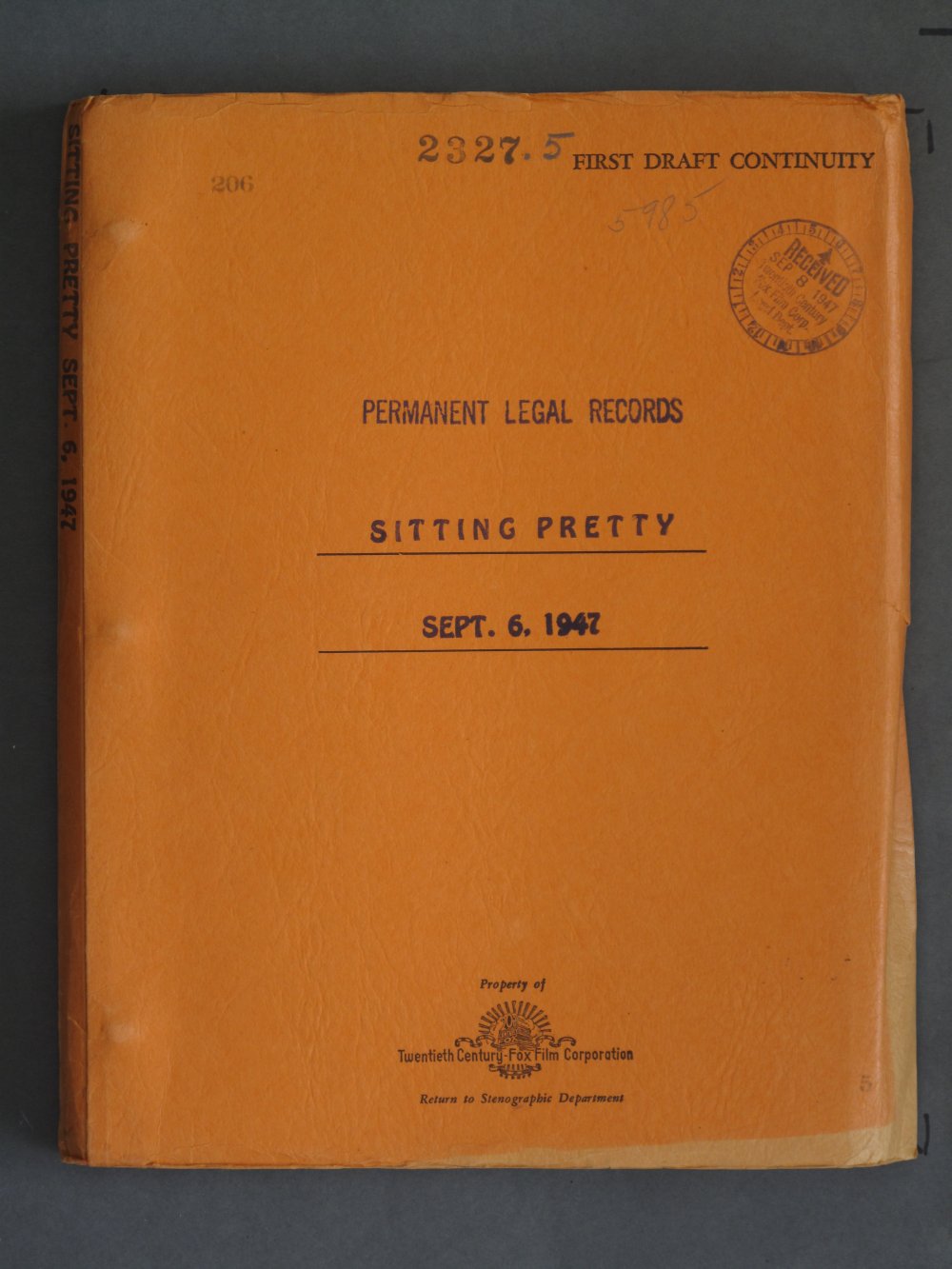 SITTING PRETTY (1948) Original Film Script For Sale